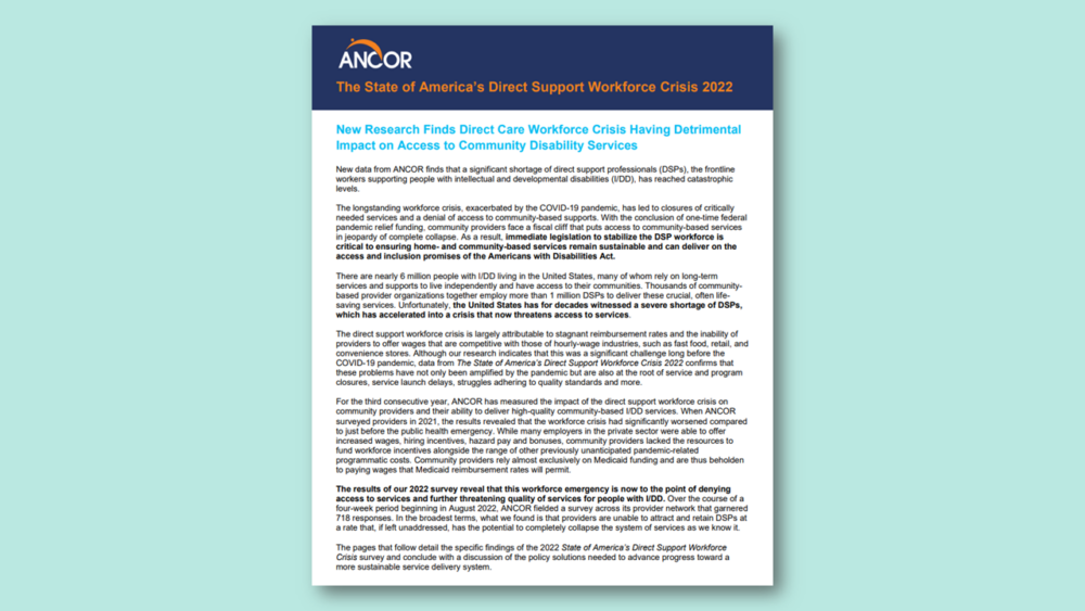 The State of America's Direct Support Workforce Crisis 2022 | ANCOR
